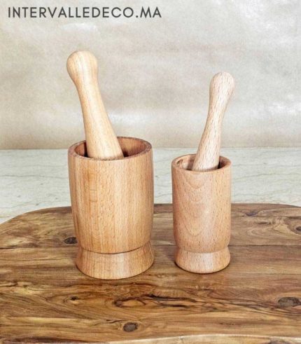 Mini mortier et pilon en bois d'acacia